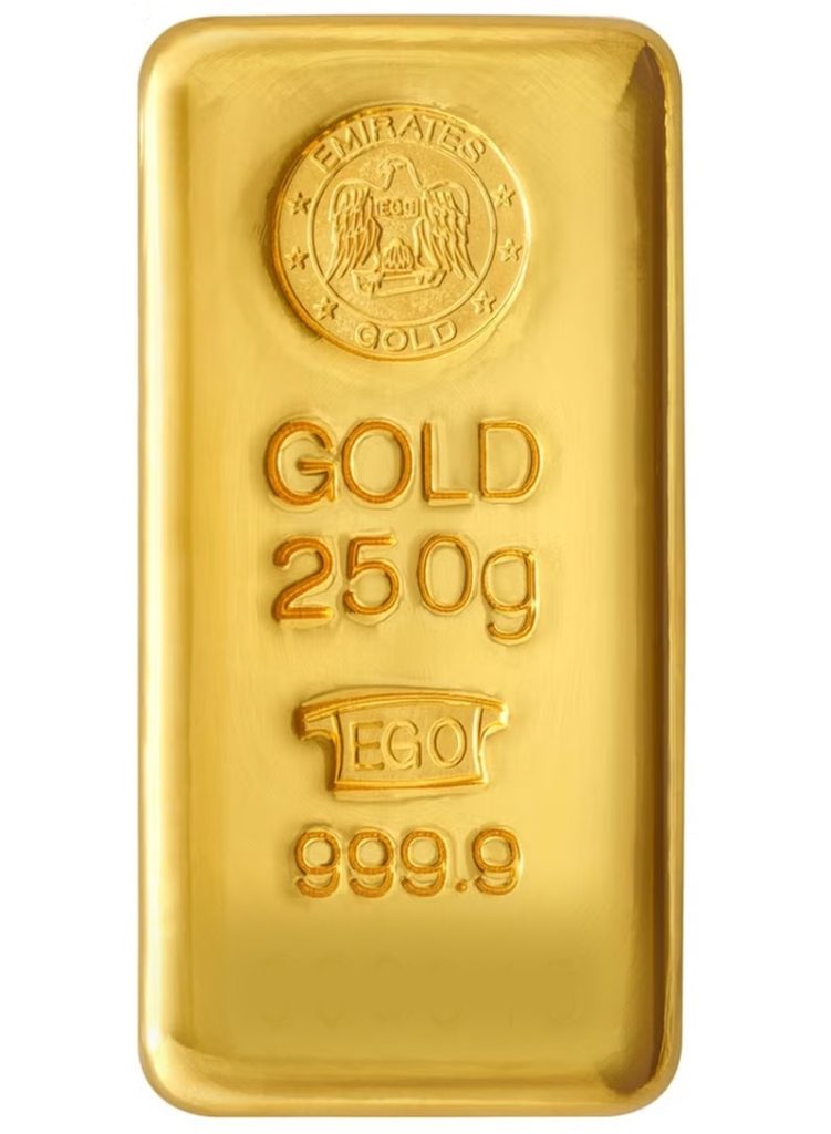 Emirates 250g Gold Bar Fine Gold 999.9 Purity – 250 Grams – GGG Platform